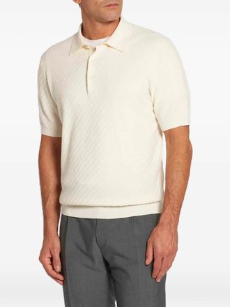 Brioni polo &agrave; manches courtes et design tress&eacute; - Tons neutres