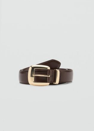 Mango Ceinture boucle carr&eacute;e chocolat - Femme - XL - MANGO