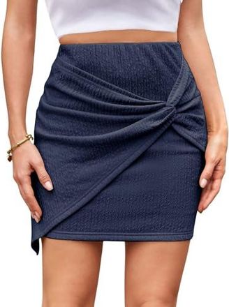 Kate Kasin Femme Jupe Moulante Taille Haute Nouée sur Le Devant Stretch