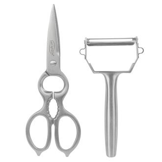 San Ignacio Vitoria - Set von 2 Utensilien K&uuml;che 1 Schere 20,5 cm + Peter 16 cm - Hergestellt in Edelstahl - Ultra -resistent