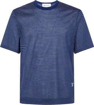 Ami Homme, Tops, Bleu, Taille: S T-shirt ray&eacute; &agrave; manches courtes coupe classique