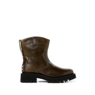 Ganni Bottines en cuir aspect us&eacute;