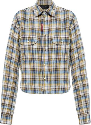 Dsquared2 Femme, Blouses et Chemises, Multicolore, Taille: 40 FR Chemise &agrave; Carreaux en Lin