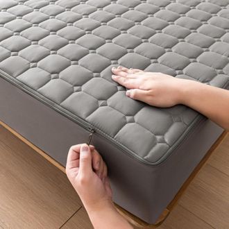 Generic Gesteppter, waschbarer Matratzenbezug mit Rei&szlig;verschluss, anpassbare Gr&ouml;&szlig;e, feuchtigkeitsbest&auml;ndig und waschbar, atmungsaktiver und weicher Matratzens