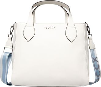 soccx Unisex Handtasche aus Lederimitat mit Wechselgurt White None