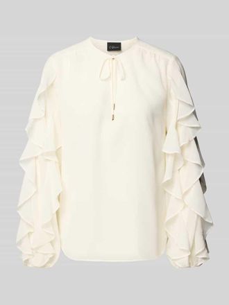 s.Oliver Black Label Loose Fit Chiffonbluse mit R&uuml;schen&auml;rmeln