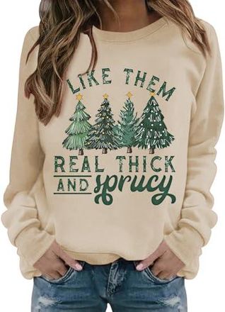 Generic Pull de Noël pour femme - Haut de Noël amusant et moche - Imprimé graphique festif - Manches longues - Style décontracté - Pour fêtes de vacances - Co