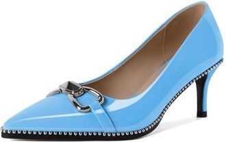 elashe Pumps pour Femmes Talon de 6,5 cm Bout Pointu et Architecture Perlée Style Moderne pour Cocktails Festifs ou Innovations Professionnelles Bleu Clair E
