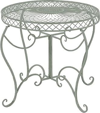 Clp Table Ronde de Jardin Sheela- Table de Jardin Design en Fer Forgé - Table de Terrasse Style Antique avec Diamètre Ø 76 cm - Meuble de Jard, Couleur:Ve