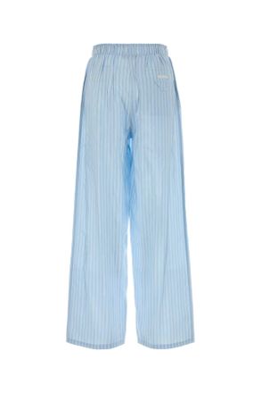 Prada Womens Embroidered Silk Pyjama Trousers Blue Trochusniloticus