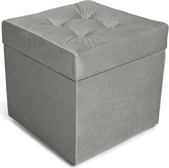 MG Design Pouf Coffre 45 × 45 cm Gris - Rangement 50 L, Charge 300 kg, Surface Douce, Entretien Facile - pour Salon, Chambre, entrée