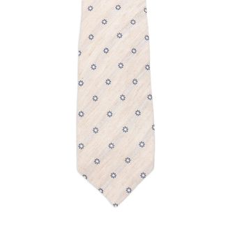 Barba Silk-Linen Floral Necktie - Beige