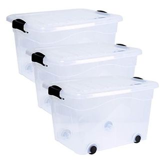 Siena Home Aufbewahrungsbox 60l 3 er Set Anzio mit Rollen