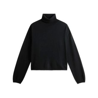 Woolrich Pull &agrave; col roul&eacute; 12Gg Comfort Wool Cash - Femme - Pulls - Noir - Taille: 38 FR