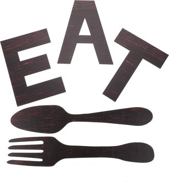 Cabilock Holz Esszimmer Wanddekor 5 St&uuml;ck Fork Spoon Wandornament K&uuml;chenwand Deko Langlebig Verschlei&szlig;fest F&uuml;r Zuhause Restaurant