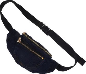 SOLUSTRE Retro Denim Waist Bag Damen Bauchtasche mit Doppelten Taschen Washed Look Modisch und Praktisch für Alltag und Freizeit Stilvolle Crossbody Brusttasch