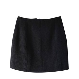 Chanel Black Wool Tweed Mini Skirt