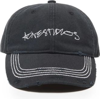 Acne Studios casquette brodée à effet usé - Noir