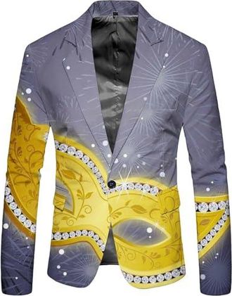 Generic Veste pour homme - Impression num&eacute;rique 3D - Multicolore - Costume de carnaval - Blazer Slim Fit - Motif amusant - Veste de costume - Tenue de f&ecirc;te po