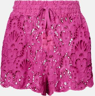 Farm Rio Short à taille haute en dentelle de coton