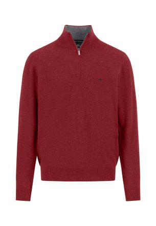 Fynch-Hatton Troyer aus Kaschmir-Mix mit Rei&szlig;verschlusskragen Garnet red / 3XL