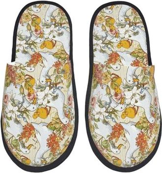 Generic Chaussures De Maison Canards Et Fleurs Duveteux Chaussures Antid&eacute;rapantes Pantoufles Hiver Shoes Pour Piscine Voyages M