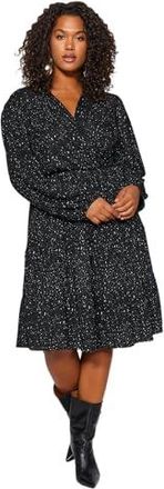 Trendyol Smock régulière Femme, col en V, Robe en Tricot Grande Taille, Noir, 5XL