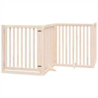vidaXL 4-tlg. Hundetor mit T&uuml;r Faltbar 320 cm Pappelholz vidaXL