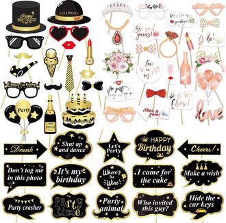 Generic 76 St&uuml;ck Fotobox Accessoires, Party Foto Requisiten Hochzeit, Photo Booth, Accessoires Dekoration f&uuml;r Hochzeit, Photo Booth, Abschluss, Weihnachten, P