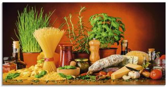 Artland ARTland Wanddeko Glasbilder Wandbild Glas Bild einteilig 100x50 cm Querformat Toskana Italien Dolce Vita Pasta Gemüse Kräuter Gewürze Mediterran S7SM