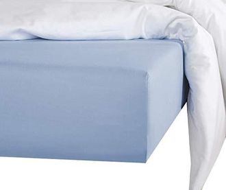 De Witte Lietaer Olivia Drap Housse qualité Satin Coton preigné, Bleu Serenity, 180x200 cm h30 cm