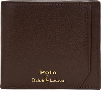 Ralph Lauren Homme, Accessoires, Brun, Taille: ONE Size Portefeuille &agrave; deux volets en cuir grain&eacute;