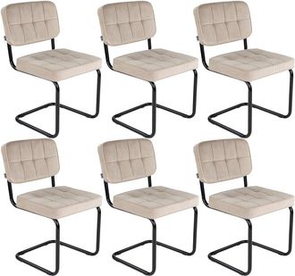 Kick Collection 6er Set Esszimmerst&uuml;hl Ivy - Champagner - Modern und Hochwertig - Samtstoff und Metall - Erh&auml;ltlich in vielen Farben