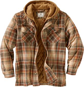 Legendary Whitetails Herren Maplewood Hooded Shirt Jacket Hemdjacke, Durango Plaid, L