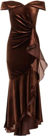 Adrianna Papell Abendkleid Velvet Off The Shoulder Gown Tailliert, figurbetont, elegant