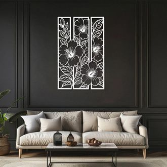 Generic Moderne minimalistische Wanddekoration aus Metall mit Hibiskusbl&uuml;tenmotiv, Blumen, Wanddekoration mit Blumenmotiv f&uuml;r Wohnzimmer, Schlafzimmer, Badezi