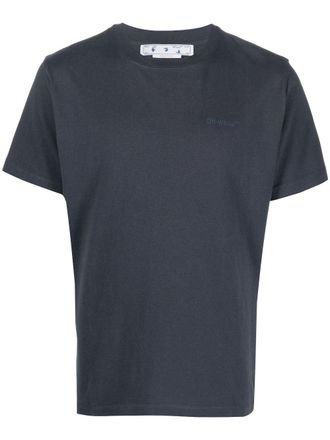 Off-white T-Shirt mit rudem Ausschnitt - Blau