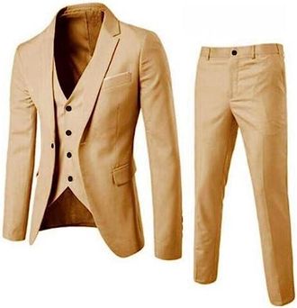 Generico Robe pour homme 3 pièces daffaires élégante smoking blazer + pantalon + gilet formel de mariage couleur unie complet pour homme daffaires avec un bout
