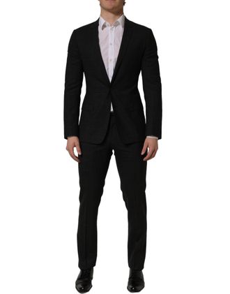 Dolce & Gabbana Black Wool Slim Fit Formal 2 Piece Men Suit Virgin Elastane