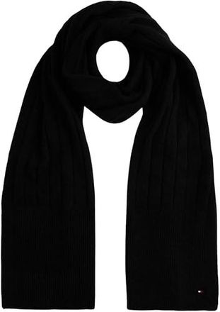 Tommy Hilfiger &Eacute;charpe Femme Flag Fluffy C&ocirc;tel&eacute;e, Noir (Black), Taille Unique