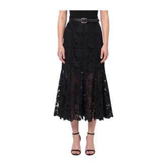 Self Portrait Femme, Jupes, Noir, Taille: 40 FR Jupe Midi en Dentelle