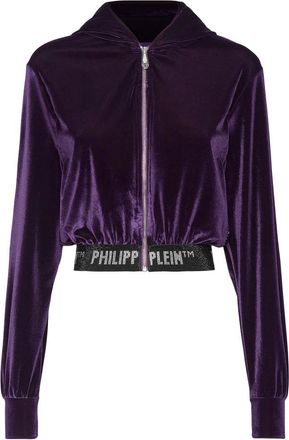 Philipp Plein Femme, Sweatshirts et sweats &agrave; capuche, Violet, Taille: 40 FR Sweat &agrave; capuche Sweatjacket Crystal