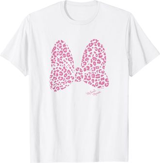 Disney Minnie Mouse Large Pink Cheetah Print Bow T-Shirt