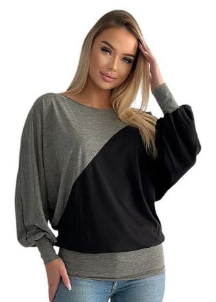 Mississhop Rollkragenpullover Fledermauspullover Damen Bluse Longshirt Tunika mit 3/4 &Auml;rmeln