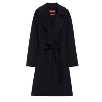 Max Mara Femme, Manteaux, Noir, Taille: 34 FR Manteau noir en laine m&eacute;lang&eacute;e avec large revers