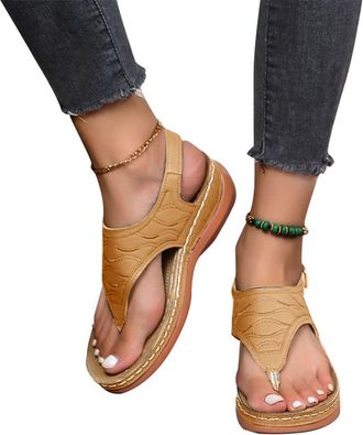 Onsoyours Sommer Neue Damen Feature Muster Keil Flip-Flops Orthop&auml;dische Sandalen f&uuml;r Damen Flip Flops mit Fu&szlig;gew&ouml;lbest&uuml;tze Sommer Pool Strand Hausschuhe Mit Sc