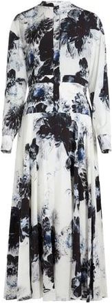 Alexander McQueen Robe longue &agrave; motif en soie