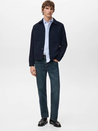 Mango Veste laine m&eacute;lang&eacute;e poches bleu marine - Homme - XXL - MANGO MAN