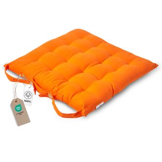 Homescapes Stuhlkissen 40x40 cm orange - Sitzkissen Outdoor/Indoor mit Baumwollbezug, Sitzpolster waschbar und Oeko-TEX-Zertifiziert f&uuml;r Esszimmer-, K&uuml;chen- & Ga