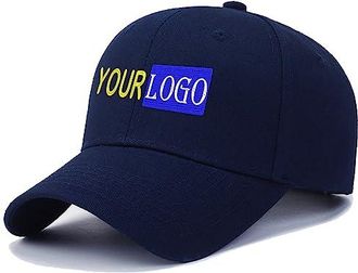 Generic Logo de chapeau brodé personnalisé, casquette de baseball unisexe brodée, accessoires assortis pour la famille, cadeaux pour papa/maman, bleu marine, 